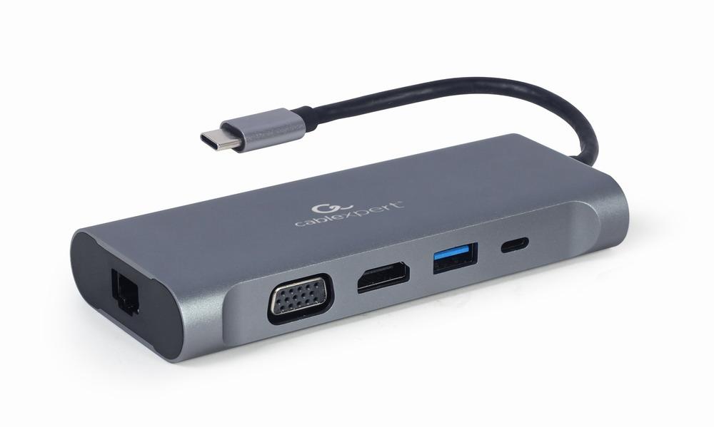 GEMBIRD A-CM-COMBO7-01 Multi Port Adapteris USB Type C Hub3.0 HDMI VGA ...