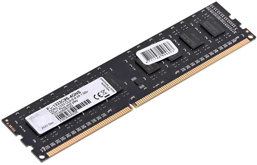 RAM G.Skill 4GB DDR3-1333 atminties modulis 1 x 4 GB 1333 MHz, modelis - ‎F3-1333C9S-4GNS, žema ...