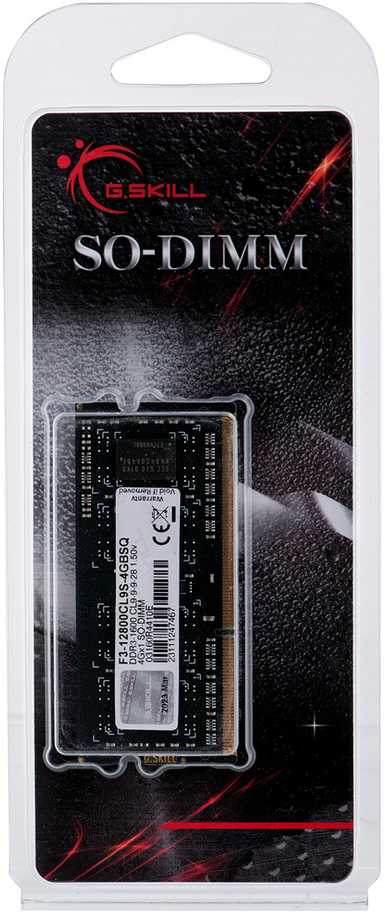 RAM G.Skill 4GB DDR3-1600 SQ atminties modulis 1 x 4 GB 1600 MHz ...