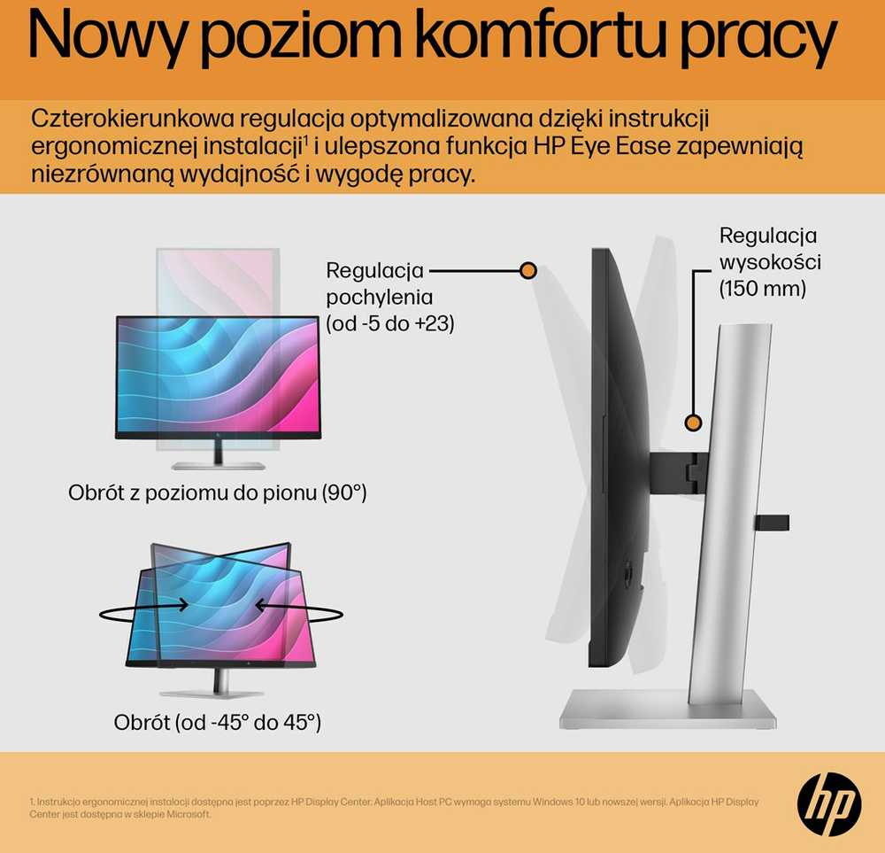 Monitorius HP E-Series E24 G5, 23.8", IPS, DisplayPort / HDMI, 4x USB 3 ...