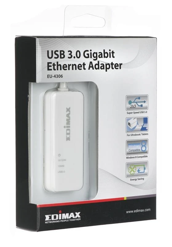Edimax EU-4306 USB 3.0 Gigabit Ethernet adapteris, modelis - ‎EU-4306 ...