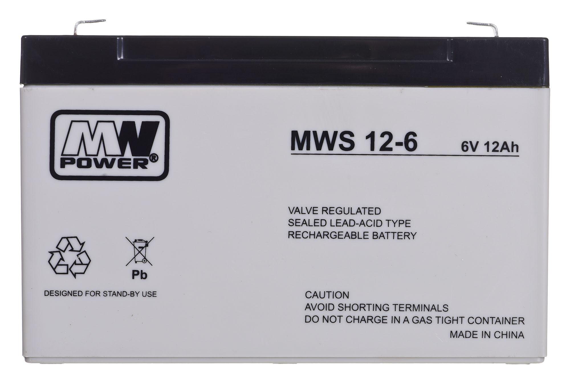 Mw Power MWPower MWS 6V 12Ah F1(187) AGM akumuliatorius, 5 metai ...
