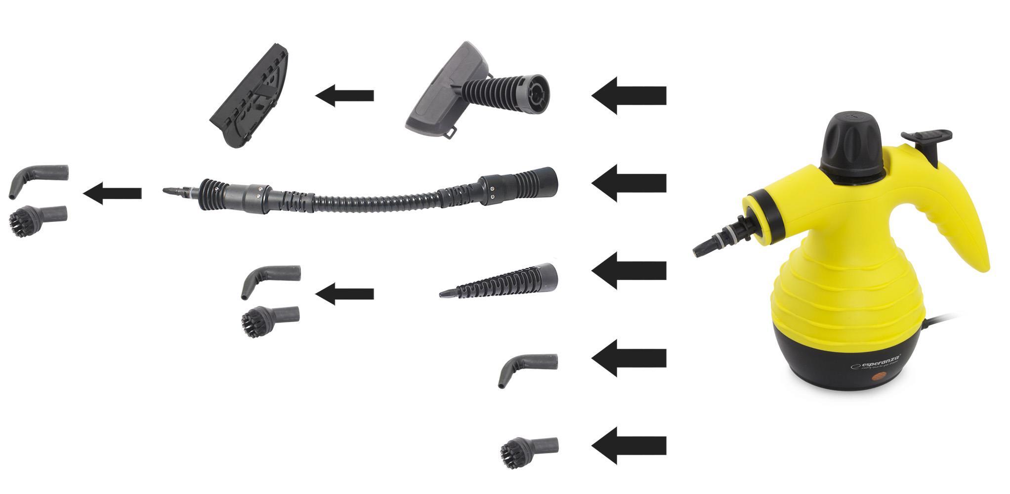 Nešiojamas Garų Valytuvas - Esperanza EHS001 900W, 0.35L, Geltonas, modelis - EHS001, žema kaina ...