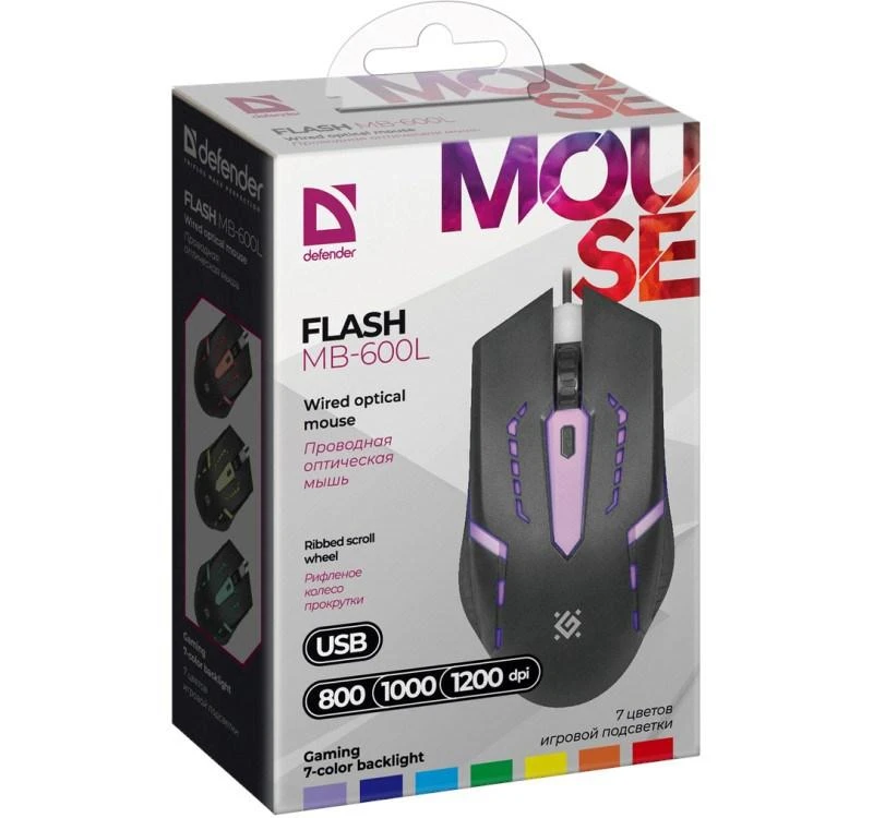 Kompiuterio Pelė - Defender Flash MB-600L 1200dpi LED, modelis - 52600 ...
