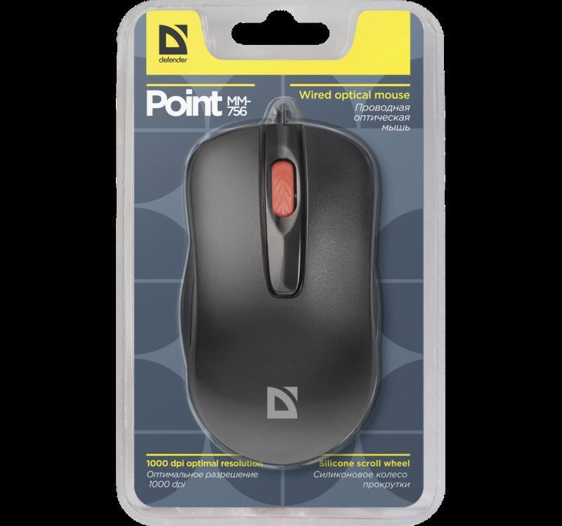 Kompiuterio Pelė - Defender Point Muse MM-756 1000 dpi, Juoda, modelis ...