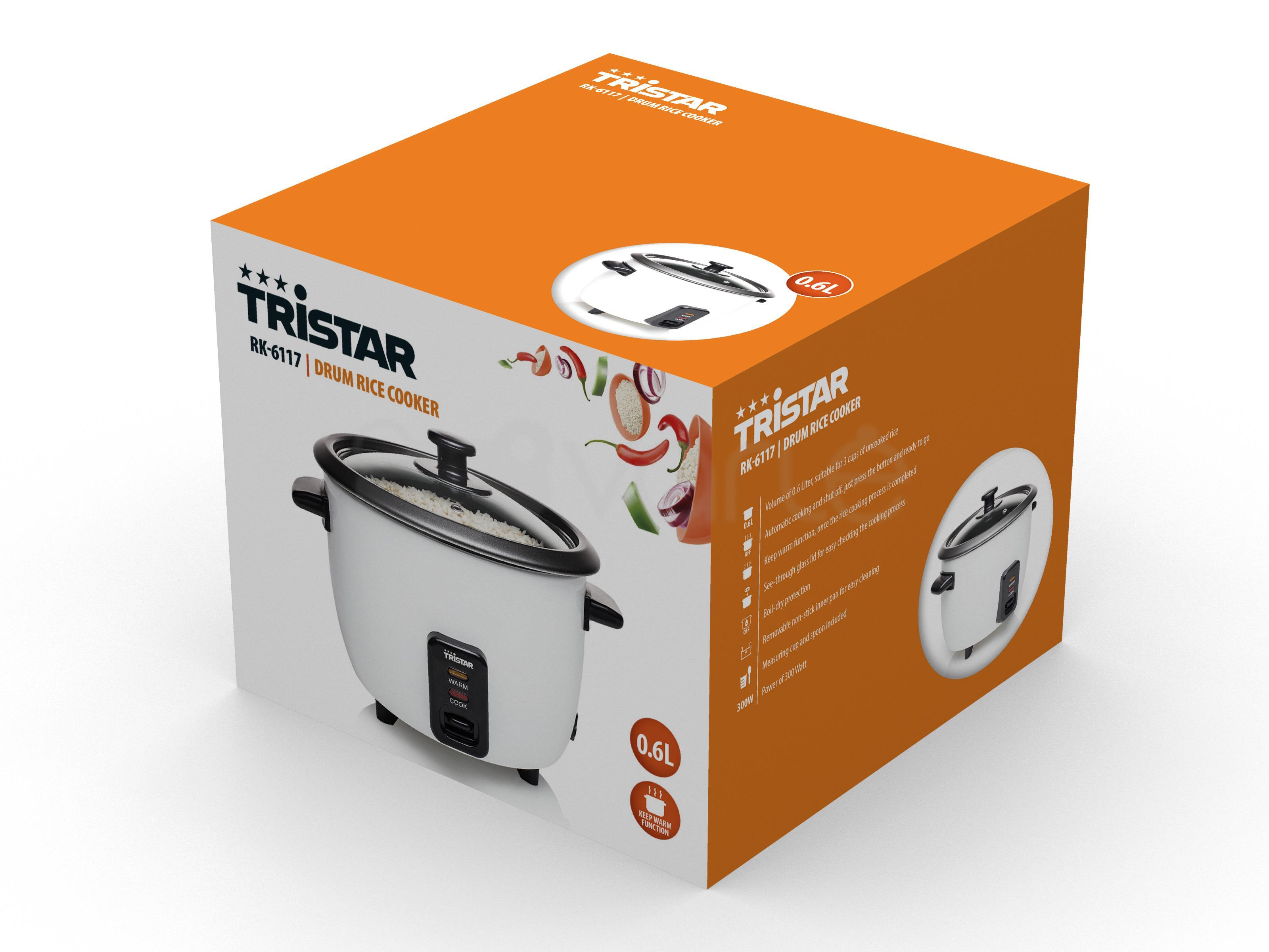 Tristar | Rice cooker | RK-6117 | 300 W | 0.6 L | Pilkas, modelis ...