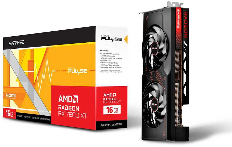 Vaizdo plokštė SAPPHIRE PULSE AMD RADEON RX 7800 XT GAMING 16GB GDDR6 ...