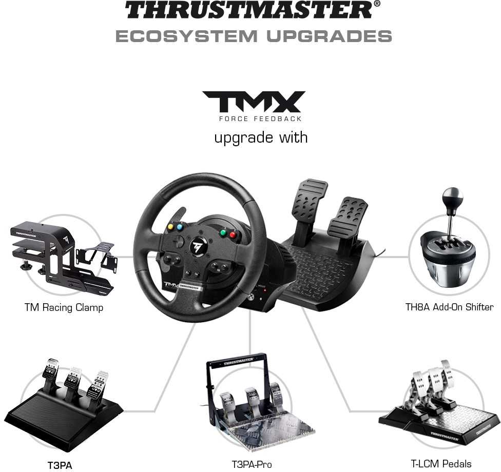 Žaidimų vairas THRUSTMASTER TMX FFB / 4460136, Juodos spalvos, modelis ...