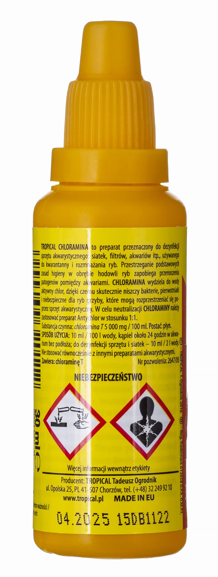 TROPICAL Chloramina - for disinfection of aquarium equipment - 30 ml ...