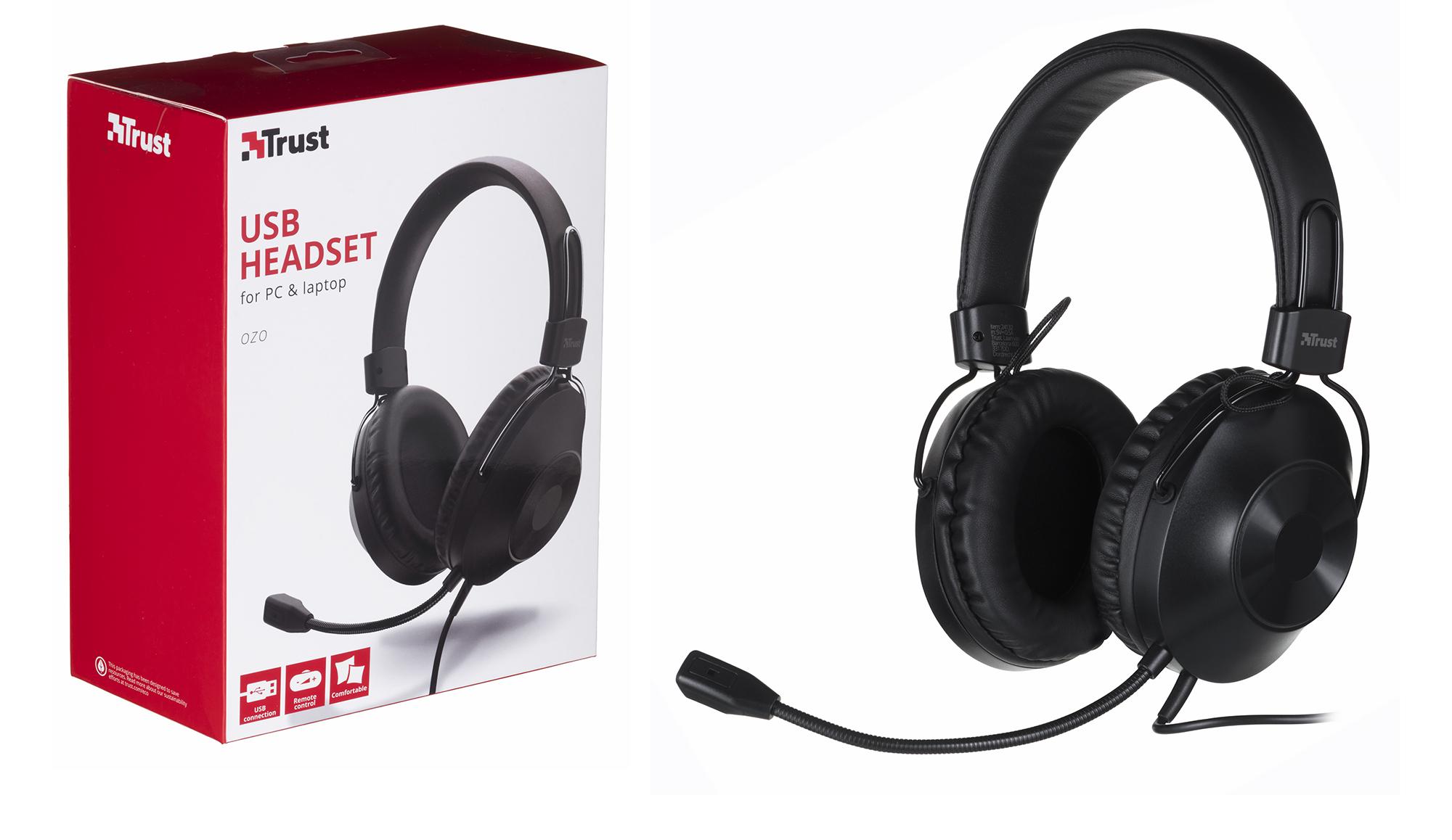 Komfortiškos kompiuterinės ausinės Trust OZO, USB jungtis, 24132 ...