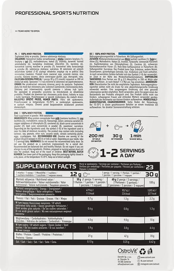 OstroVit 100% Whey Protein 700 g biszkoptowy, žema kaina | Varle.lt