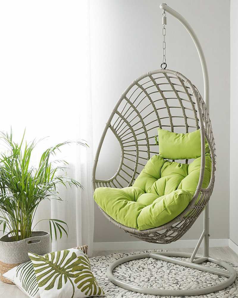 Beliani Pakabinamas fotelis su stovu ARPINO smėlio spalvos pilkas ...