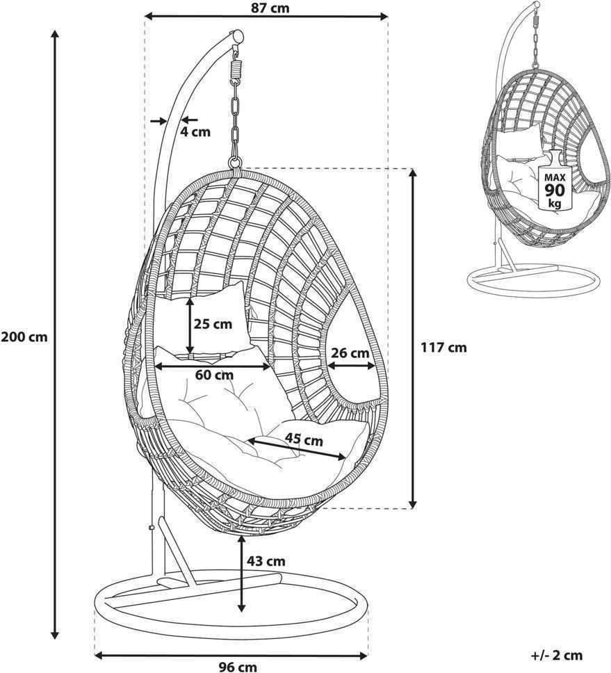 Beliani Pakabinamas fotelis su stovu ARPINO smėlio spalvos pilkas ...