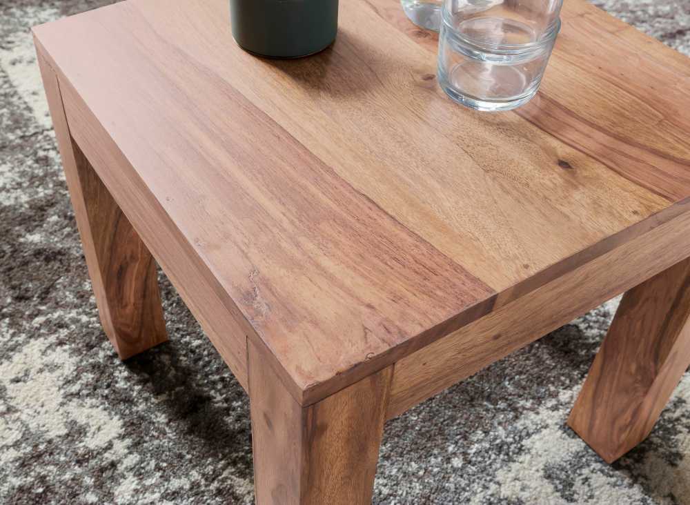 WOHNLING acacia coffee table MUMBAI solid 45 x 45 cm side table living ...