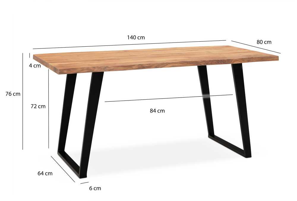 WOHNLING dining room table 140 cm acacia solid wood dining table ...