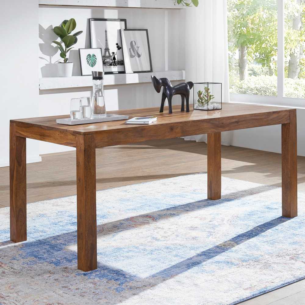 WOHNLING Dining Room Table 180 cm Sheesham Solid Wood Dining Table ...