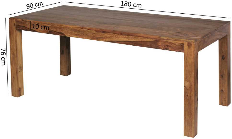 WOHNLING Dining Room Table 180 cm Sheesham Solid Wood Dining Table ...
