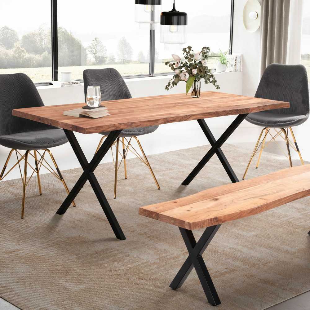 WOHNLING dining room table 200 cm acacia solid wood dining table ...