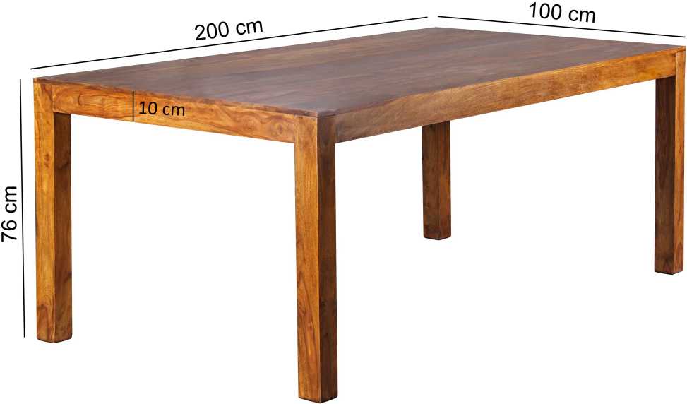 WOHNLING Dining Room Table 200 cm Sheesham Solid Wood Dining Table ...