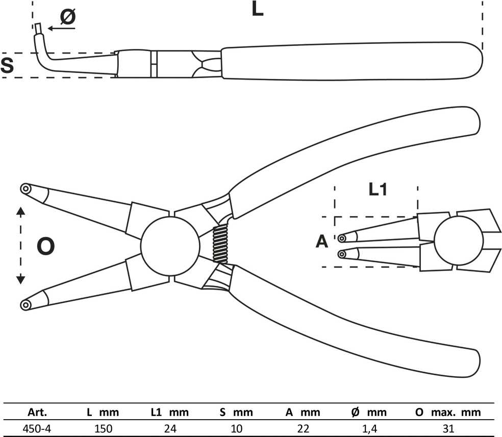Bgs Technic Replės žiedams | lenktos | spaudžiamos | 150 mm (450-4 ...
