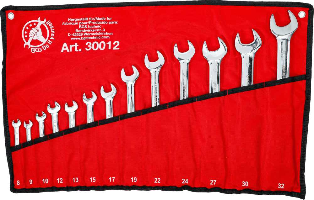 Terkšlinių raktų rinkinys | šarnyriniai | 8 - 32 mm | 13 vnt. (30012), žema kaina | Varle.lt