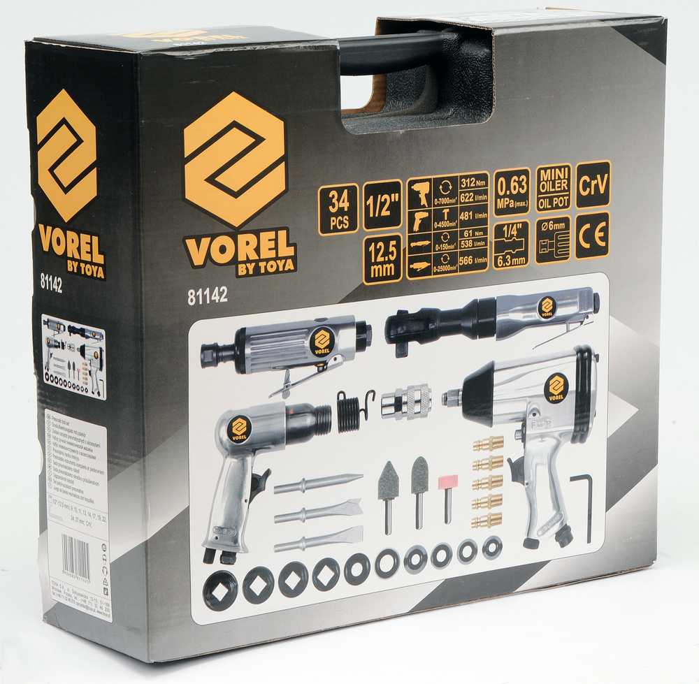 Vorel Pneumatinių įrankių rinkinys | 33 vnt. (81142), modelis - 81142 ...