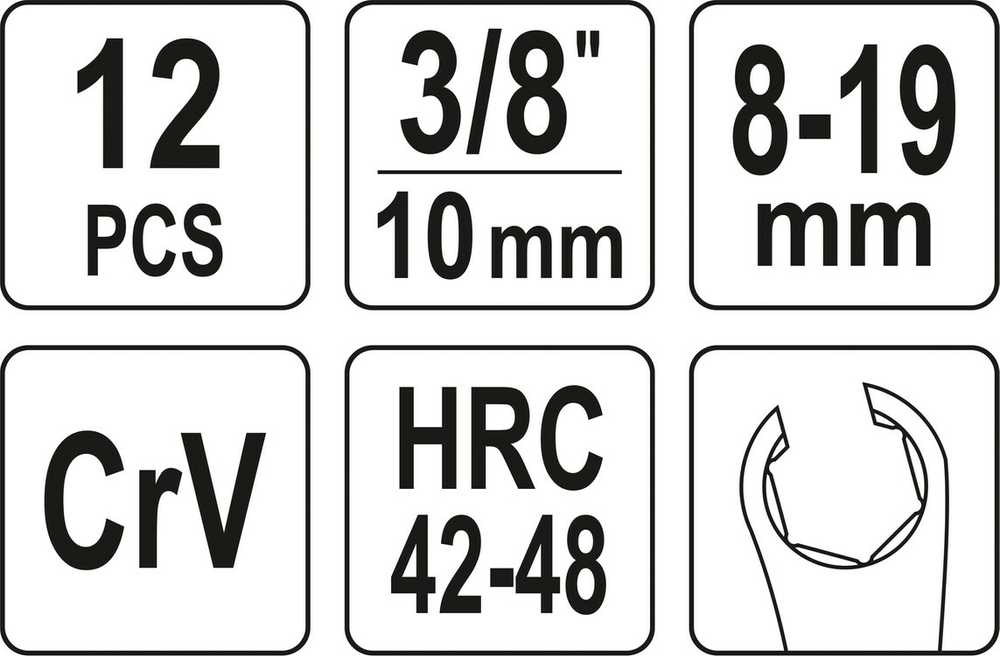 Yato Šarnyrinių atvirų žiedinių veržliarakčių rinkinys | 10 mm (3 / 8 ...