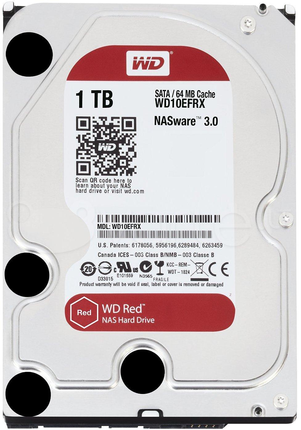 HDD|WESTERN DIGITAL|Raudona|1TB|SATA 3.0|64 MB|IntelliPower rpm|3,5"|WD10EFRX, modelis ...