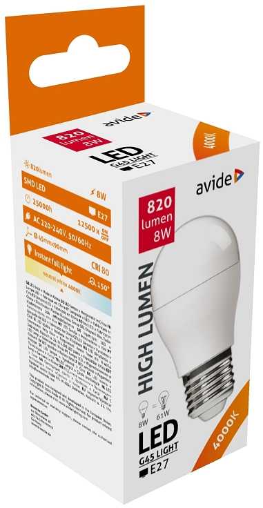 Avide LED lemputė 8W E27 4000K 820lm, žema kaina | Varle.lt