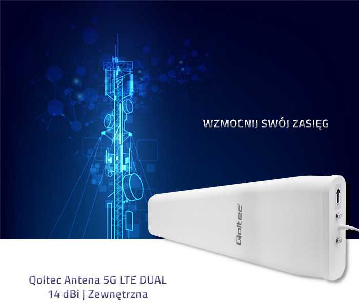 QOLTEC 57032 Antenna 5G LTE DUAL 14 dBi Outdoor, modelis - 57032, žema ...