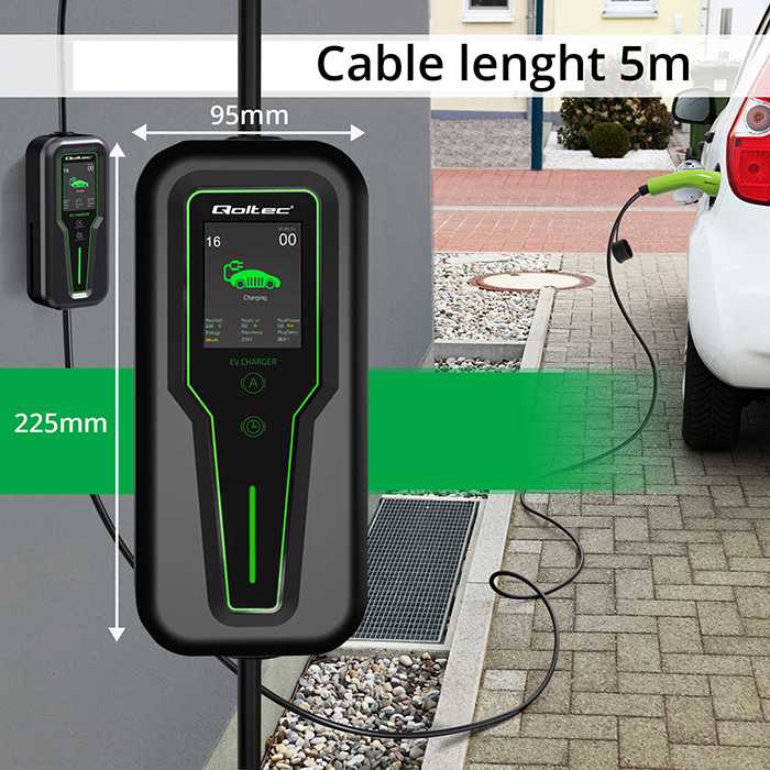 Qoltec Mobilus įkroviklis elektromobiliui EV su 2in1 reguliavimu Type2 ...