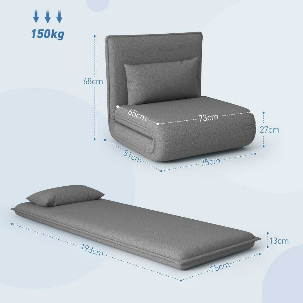 Fotelis HOMCOM Grindų sofa 3-in-1, minkšta sofa-lova su miegamąja ...