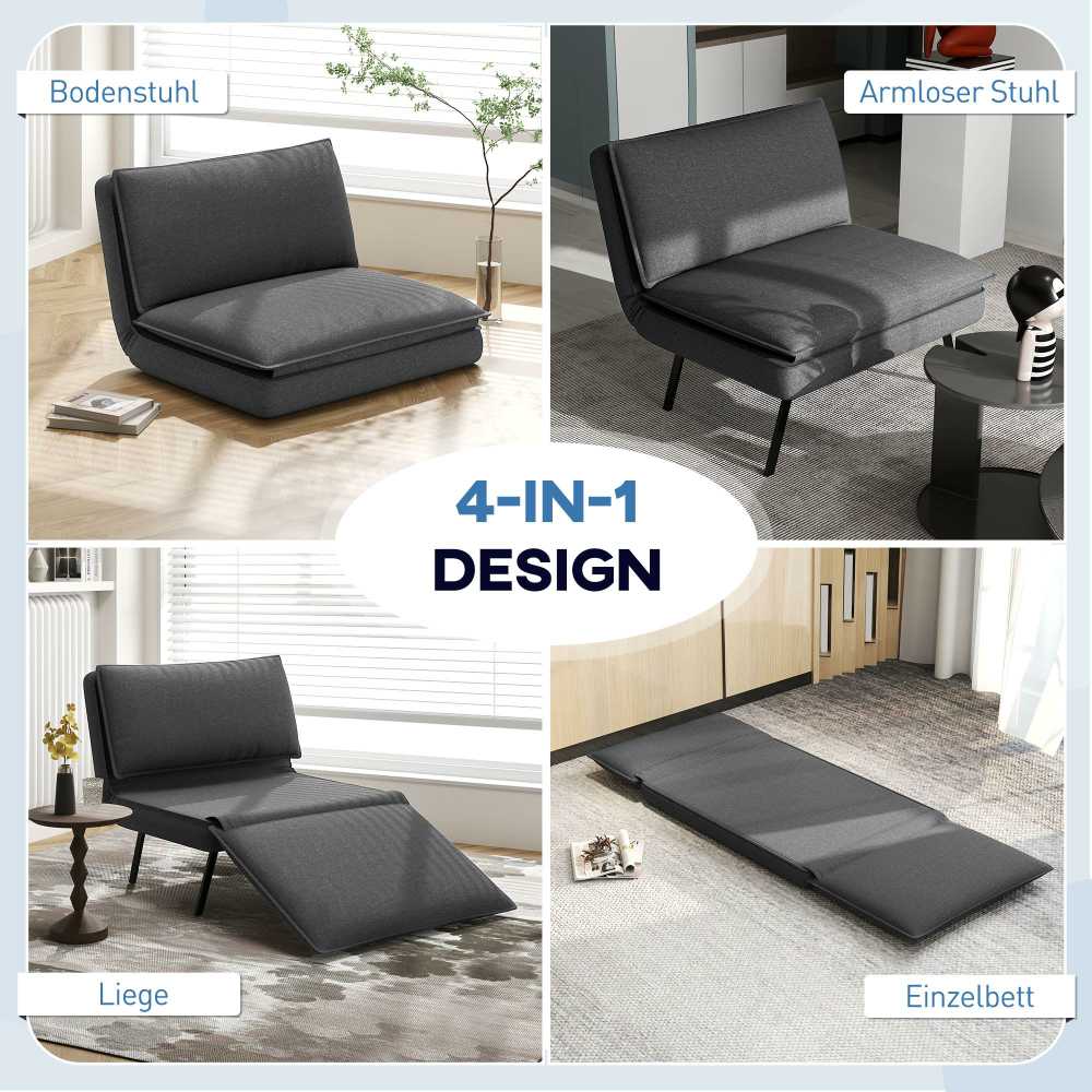 HOMCOM Grindų sofa "4-in-1" sulankstoma lino išvaizdos sofa lova ...
