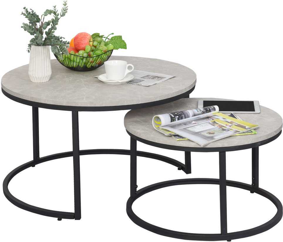 HOMCOM 2 staliukai, staliukas su metaliniu rėmu, sofos staliukas, sudedamas staliukas, skirtas ...