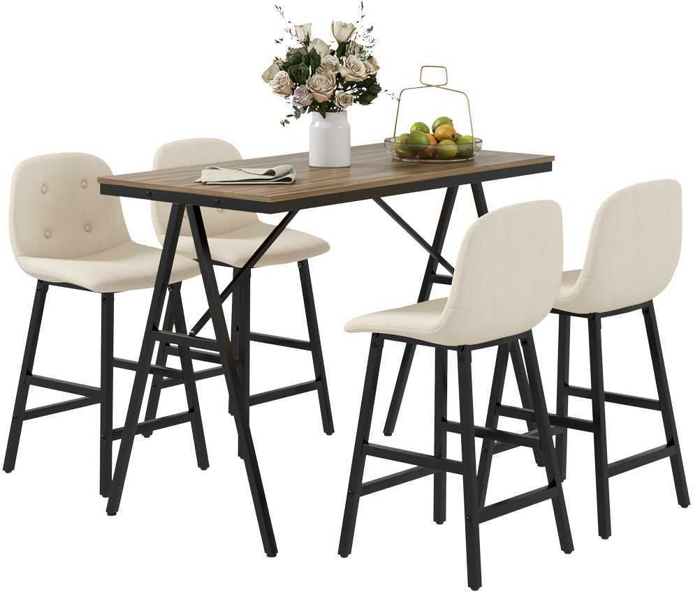 HOMCOM Baro stalas su baro kėdėmis, 5 dalių valgomojo rinkinys ...