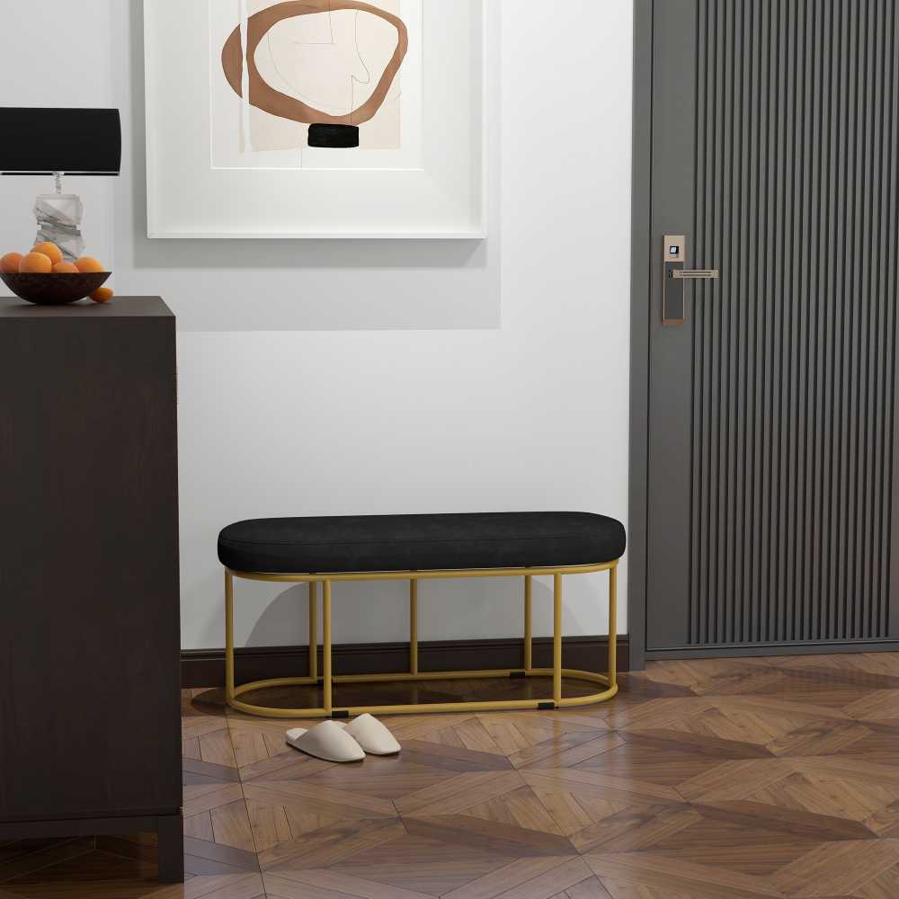 HOMCOM Minkštas suolas su aksomo išvaizda, lovos suolas, makiažo suolas ...