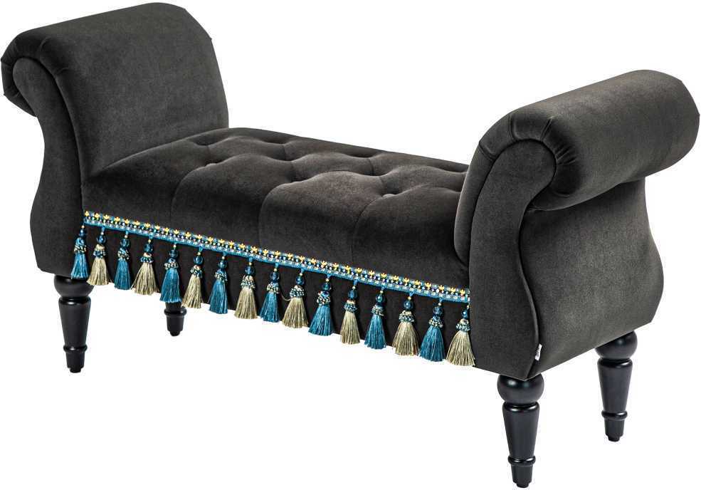 HOMCOM Suoliukas minkštas suolas su daiktadėže, aksomo išvaizdos ...