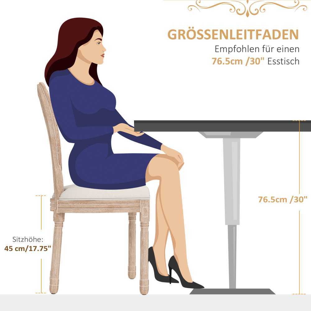 HOMCOM valgomojo kėdės 2 virtuvės kėdžių su atlošu, lino ir rotango ...