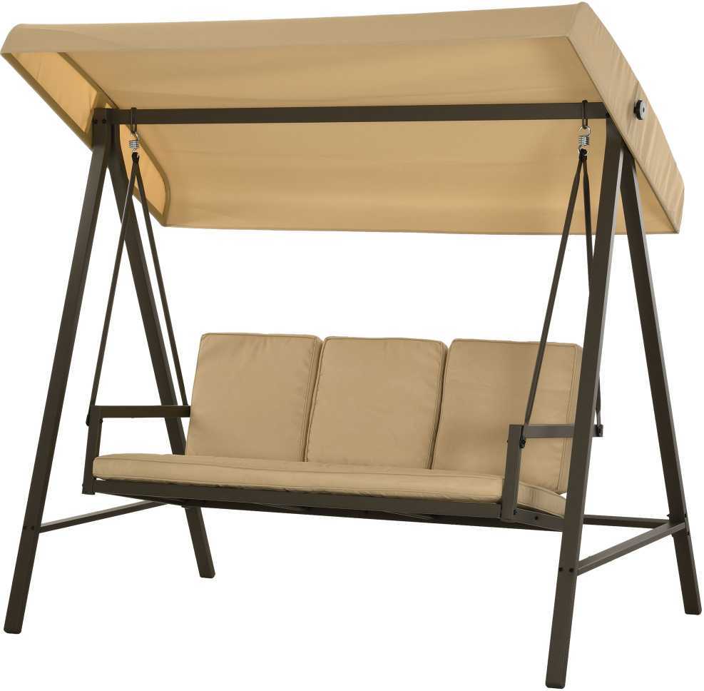 Outsunny Modernios 3 vietų sūpynės su reguliuojamu stogu, iki 360 kg ...