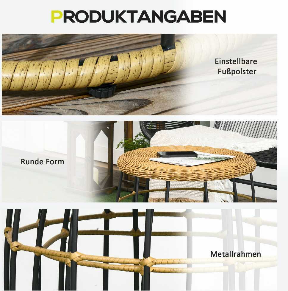 "Outsunny" rotango staliukas, 2 dalių rinkinys, sukraunamas kavos ...