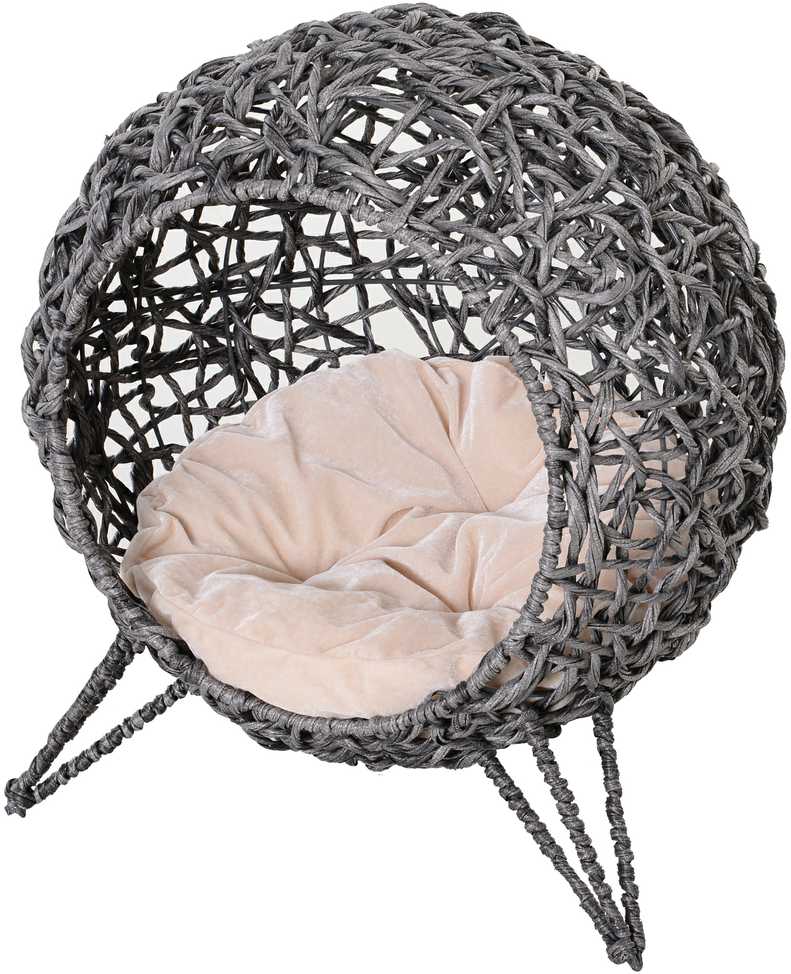 "PawHut" rotango namelis katėms Elegantiškas kačių urvas su pagalvėle ...