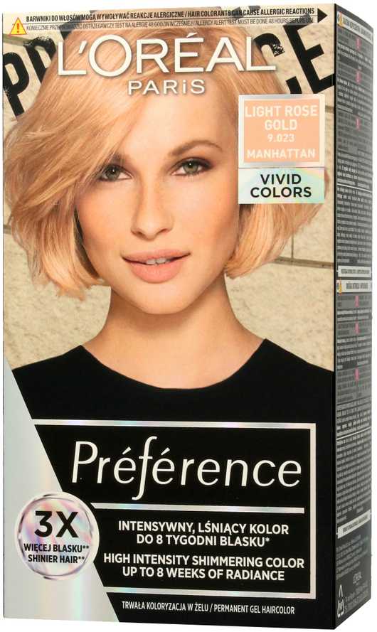 Loreal Preference Vivid Colors Farba do włosów nr 9.023 Light Rose Gold ...