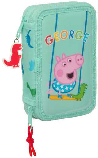 Dvigubo pieštuko dėklas Peppa Pig George Mėtos 12.5 x 19.5 x 4 cm (28 ...
