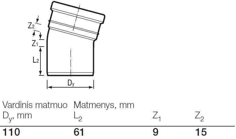 Lauko kanalizacijos alkūnė Wavin, Ø 110 mm, 22°, žema kaina | Varle.lt