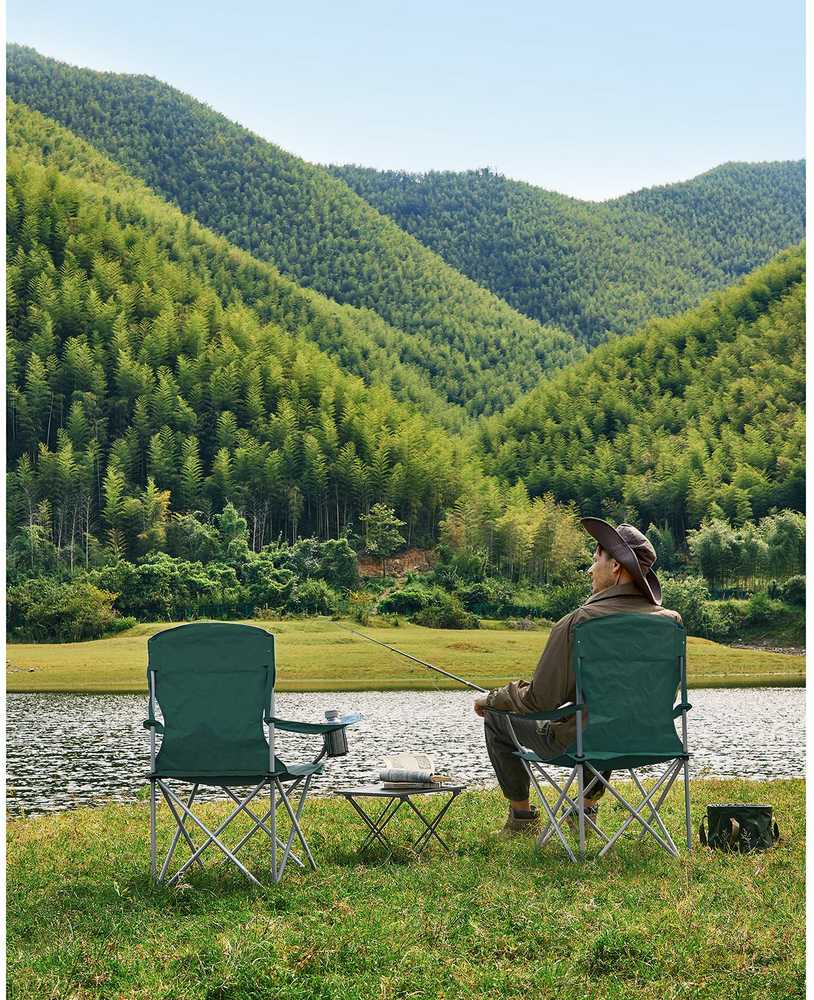 Songmics Kempingo kėdės 2 vnt. su puodelio laikikliu tamsiai žalios ...