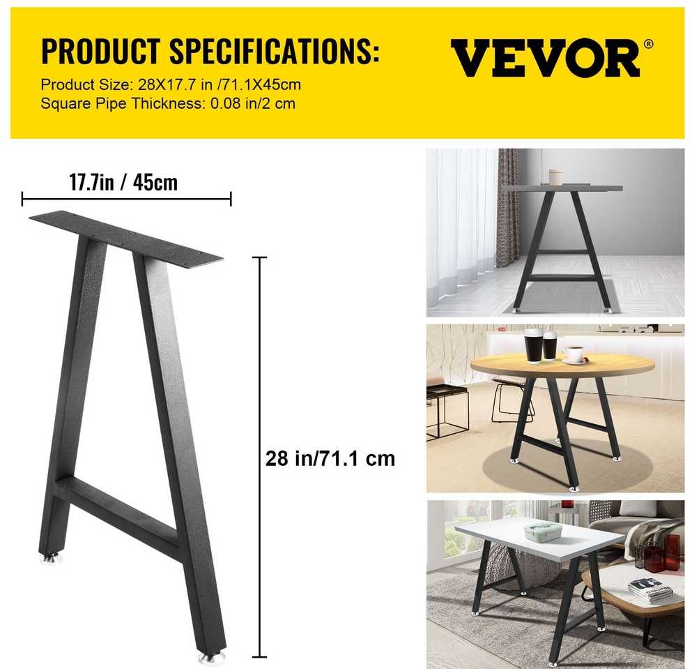 Metal Table Legs, 71.1 cm Height, A-Frame Design, Set of 2, žema kaina ...