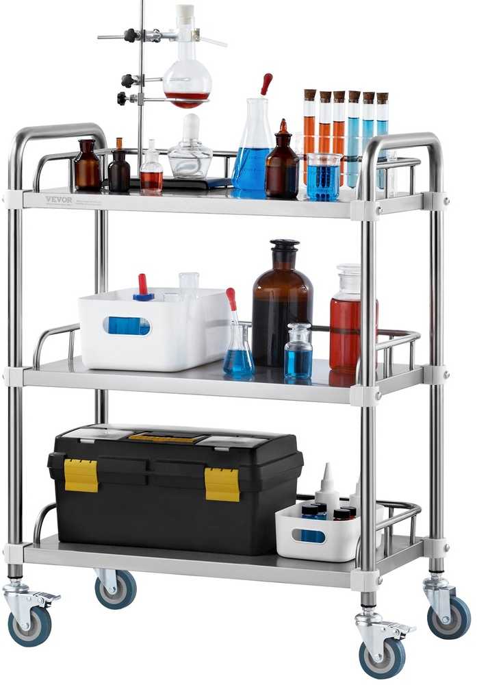 Mobilus laboratorinis vežimėlis, nerūdijančio plieno, su ratukais, žema ...