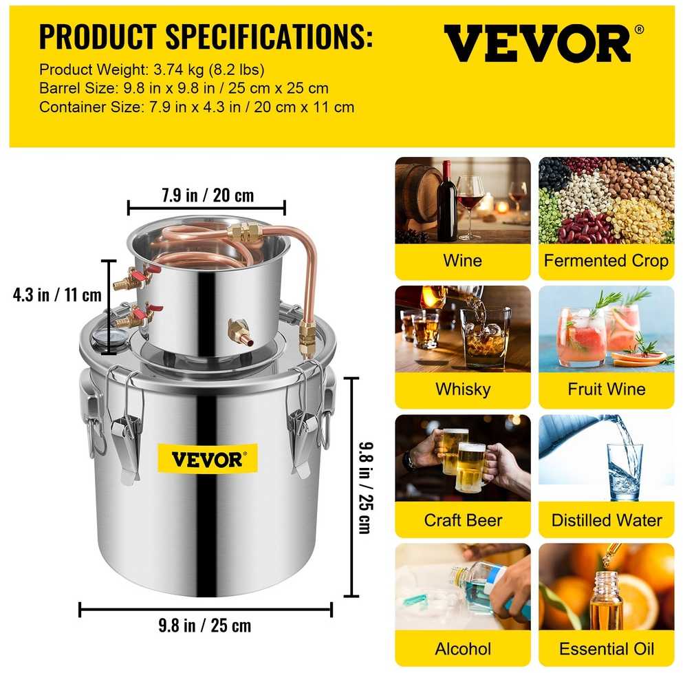 Moonshine Still, Distiller, 3 Gallon, 11.4 Liter, Stainless Steel ...