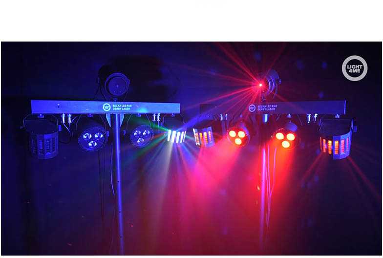 LIGHT4ME T-BAR LED PAR DERBY LASER disko apšvietimo multiefektų ...