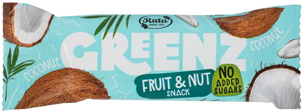 Rūta Vaisių ir riešutų užkandis „Greenz coconut“, 30 g, žema kaina ...